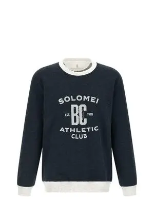 Brunello Cucinelli Cotton And Linen Sweatshirt - Blue
