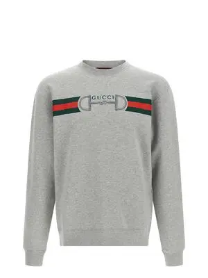 Gucci Web Ribbon And Horsebit Sweatshirt - Gray