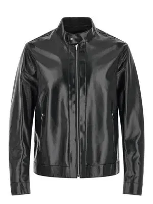 Fendi Lacquered Leather Biker Blouson - Blue