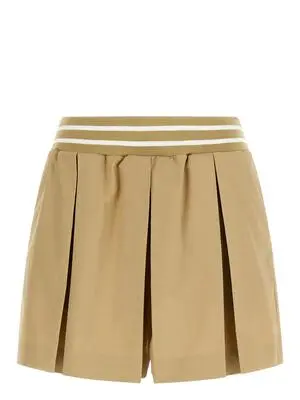 Moschino Pleated Cotton Poplin Shorts - Beige