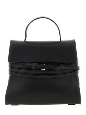 Moschino MOSCHINO Tie Me Leather Handbag Black