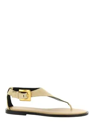 Balmain Anthem Leather Sandals - Beige