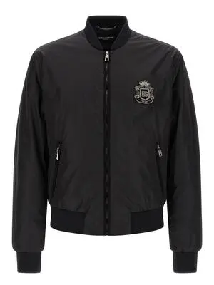 Dolce & Gabbana Dg Patch Bomber Jacket - Black