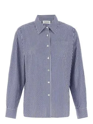 P.a.r.o.s.h Cashine Striped Rhinestone Cotton Shirt - Blue