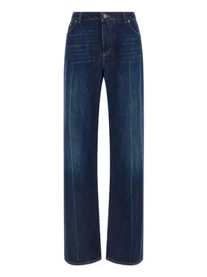 Dolce & Gabbana Stretched Pleated Trompe L'oeil Jeans - Blue