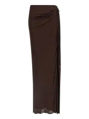Elisabetta Franchi Shiny Viscose Skirt - Brown