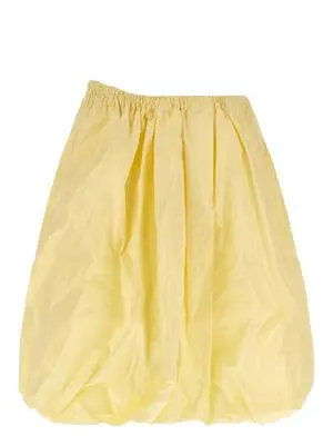 Prada PRADA Tec Taffeta Midi Skirt Yellow