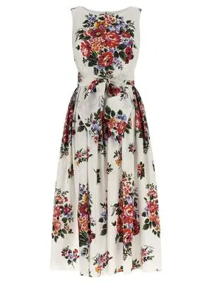 DOLCE & GABBANA DOLCE & GABBANA Bouquet Di Fiori Cotton Poplin Midi Dress
