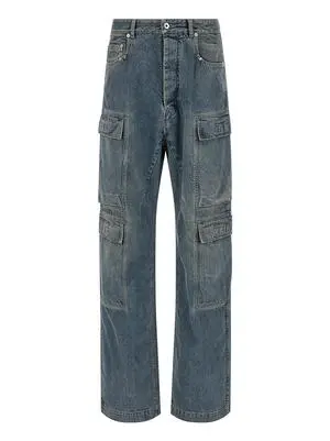 Rick Owens Cotton Denim Cargo Jeans - Blue