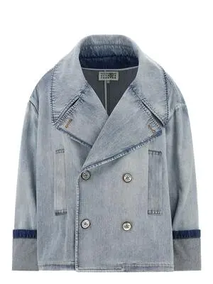 MAISON MARGIELA MM6 MAISON MARGIELA Double-Breasted Denim Jacket Light Blue
