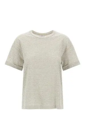 Peserico Striped Lamé T-shirt - Beige