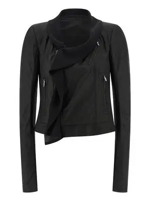 Rick Owens Scarf Biker Jacket - Black