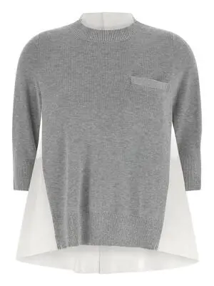 SACAI SACAI Cotton Blend Asymmetric Shirt Sweater