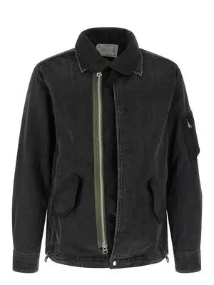 SACAI SACAI Nylon Insert Denim Jacket