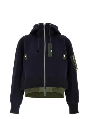 Sacai Sponge Cotton Blend Hoodie With Nylon Inserts - Multi