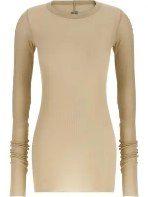 Rick Owens RICK OWENS Ribbed Viscose And Stretch Silk Blend T-Shirt Beige