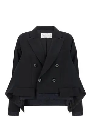 Sacai Denim Insert Blazer - Black