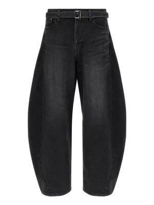 Sacai Extra Wide Leg Jeans - Black