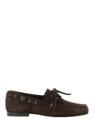 Valentino Garavani Palm Avenue Suede Boat Shoe - Brown