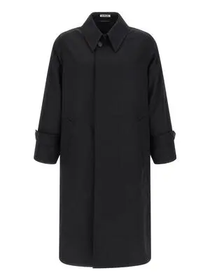 Auralee Light Wool Gabardine' Trench Coat - Black