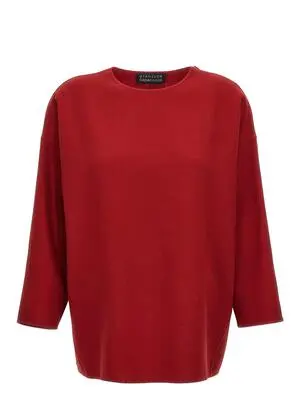 GIANLUCA CAPANNOLO Bettina Wool Crewneck Top - Red