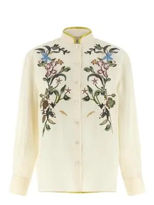 VALENTINO VALENTINO GARAVANI Floral Embroidery Linen Shirt