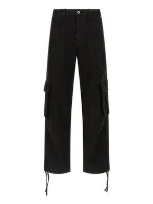 Loewe Washed Cotton Satin Cargo Trousers - Black