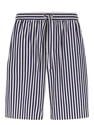Dolce & Gabbana Striped Cotton-silk Bermuda Shorts - Blue