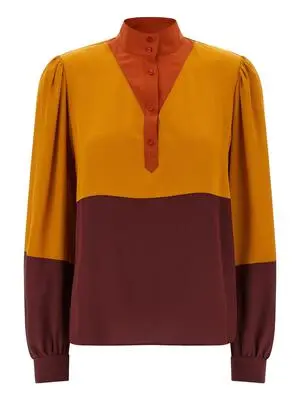 Saint Laurent SAINT LAURENT Silk Color-Block Blouse Multi