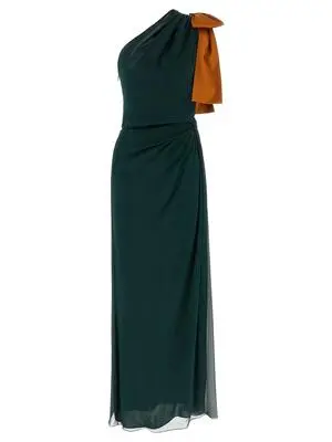 Saint Laurent Silk One-shoulder Dress - Green
