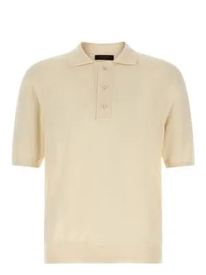 ZANONE Cotton Knit Polo Shirt - Beige