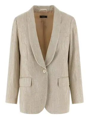 PESERICO PESERICO Lamé Thread Single-Breasted Blazer