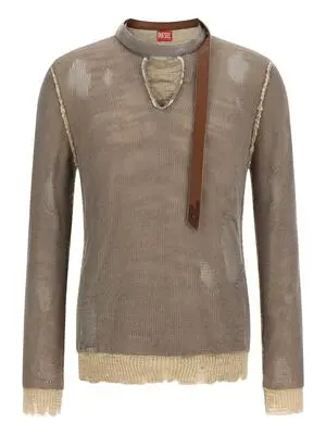 DIESEL® K-daianeris Jacquard Distressed Sweater - Gray
