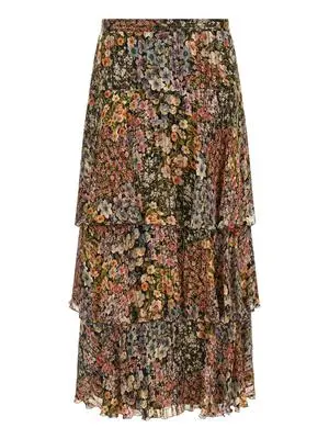 Valentino Garavani VALENTINO GARAVANI Après L'Hiver Silk Midi Skirt Multi