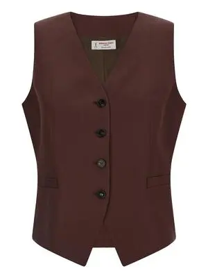 Alberto Biani Viscose And Linen Vest - Brown