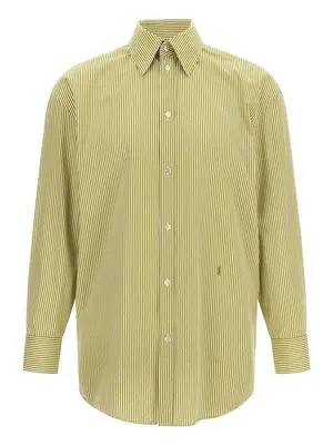 Saint Laurent SAINT LAURENT Striped Cotton Poplin Shirt Green