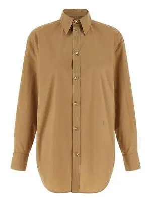 Saint Laurent Cassandre Cotton Poplin Shirt - Brown