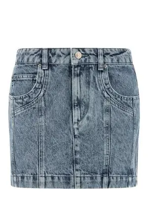 MARANT ETOILE Juana Cotton Denim Miniskirt - Light Blue
