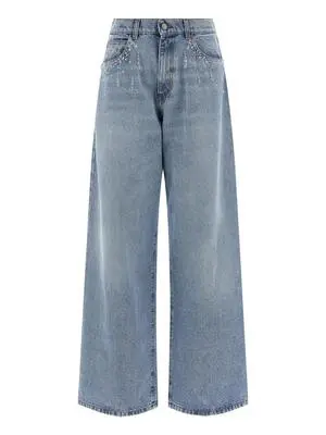 Giuseppe Di Morabito Crystal-embellished Denim Jeans - Light Blue