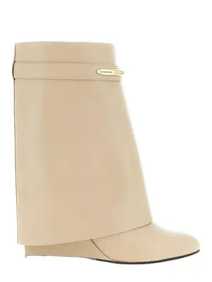 Givenchy GIVENCHY Shark Pinch Calf Leather Ankle Boots Beige
