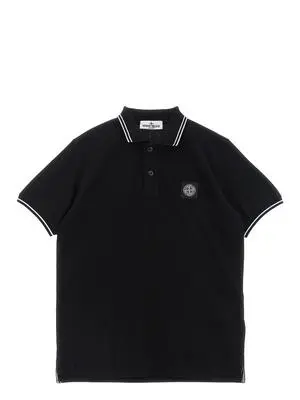 Stone Island Compass' Logo Polo Shirt - Black