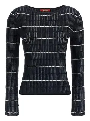 Max Mara Mstpedone Striped Ribbed Sweater - Blue