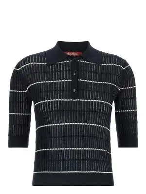 Max Mara MAX MARA STUDIO MstGallo Silk And Wool Polo Shirt Blue