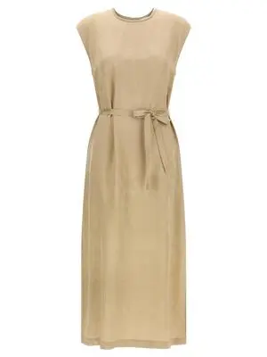 Peserico Fluid Viscose Midi Dress - Beige