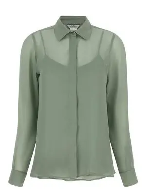 Max Mara Mxmgolfo Pure Silk Crêpe De Chine Shirt - Green