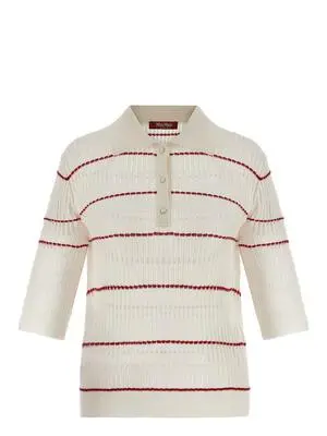 Max Mara Mstgallo Silk And Wool Blend Polo Shirt - White