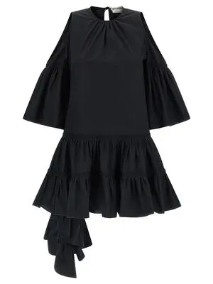 J.W.ANDERSON Ruffled Cotton Poplin Midi Dress - Black