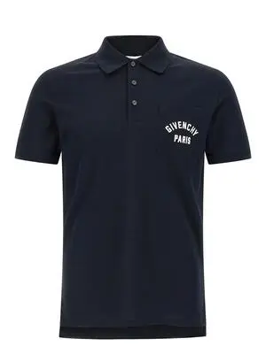 Givenchy Pocket Embroidery Polo Shirt - Blue