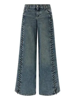 Stella McCartney Lace-up Wide Leg Jeans - Blue