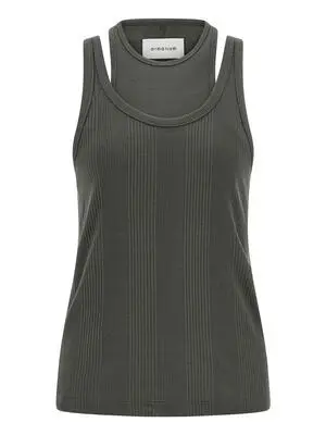 ARMARIUM Filippa Ribbed Stretch Cotton Tank Top Set - Gray